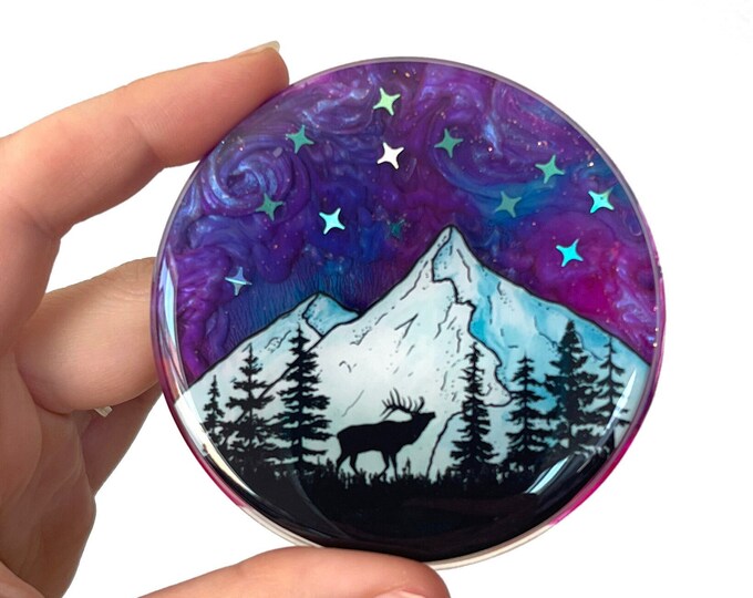 Elk Magnet, Forest Resin Magnet, Mountain Woodland Magnet, Gift for ...