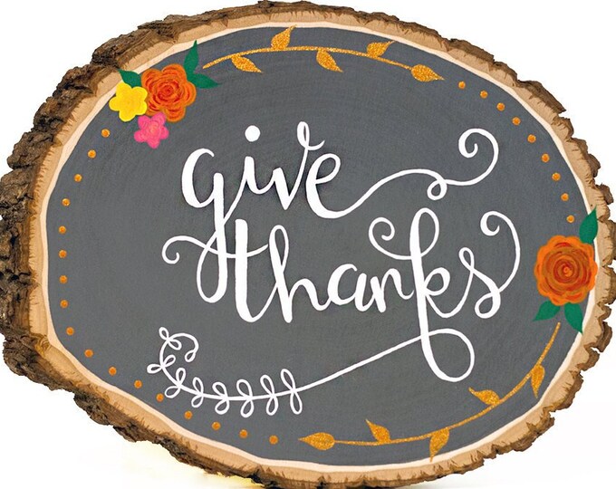 Give Thanks Sign, Fall Wood Sign, Thanksgiving Artwork, Rustic Seasonal ...
