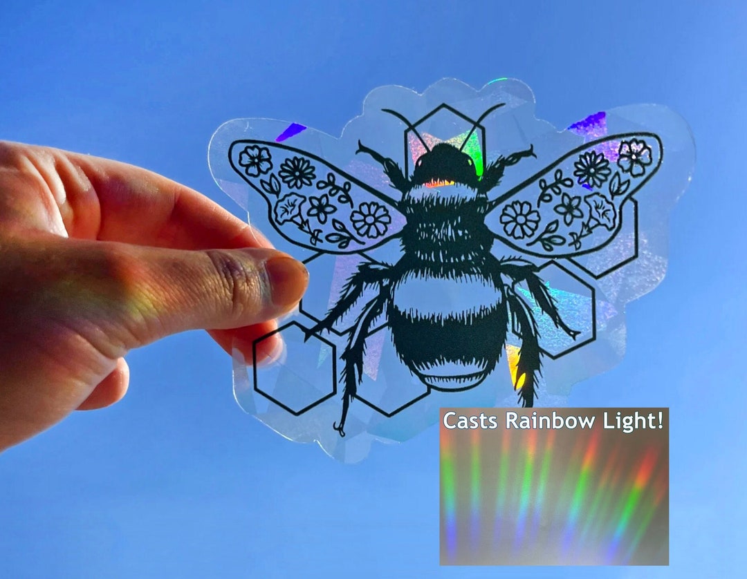 Suncatcher Sticker Bee Window Cling Holographic Sun Catcher Decal, Cute ...