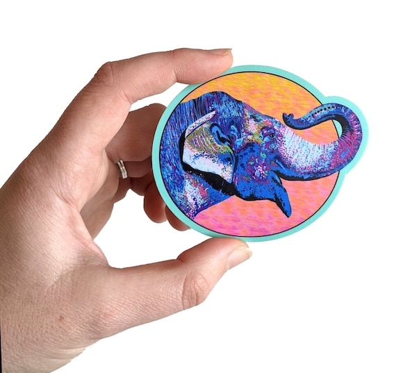 Vinyl Elephant Sticker Waterproof Animal Sticker Colorful | Etsy