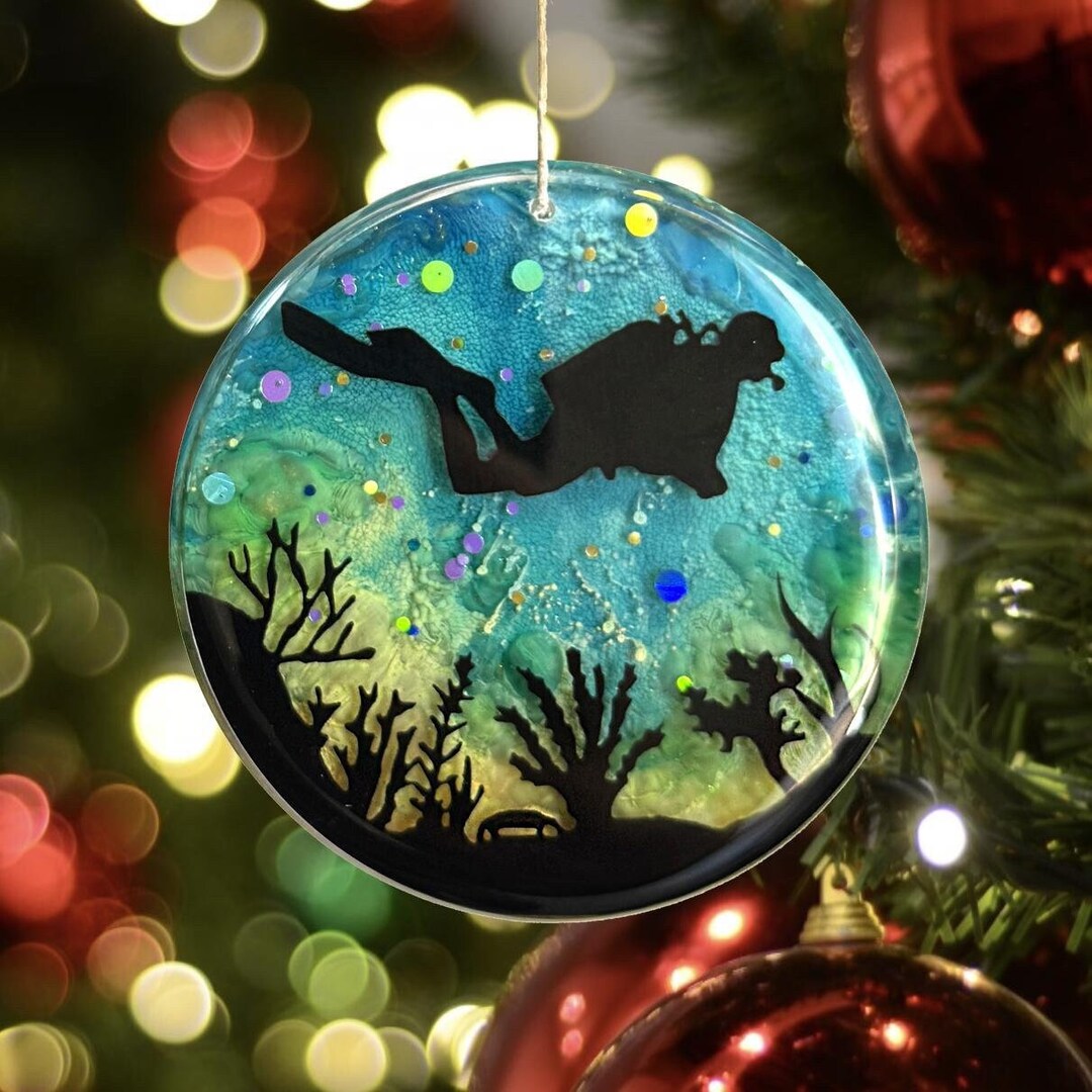 Scuba Diver Ornament, Scuba Diving Gift, Dive Ornament, Ocean Resin ...