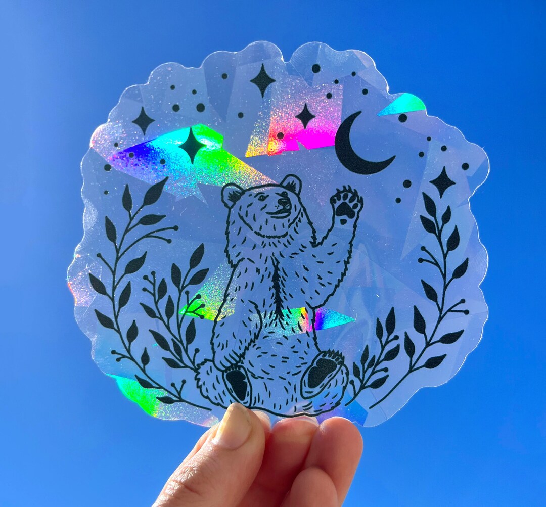 Bear Suncatcher Sticker Rainbow Window Nursery Decor, Bear Window Cling ...