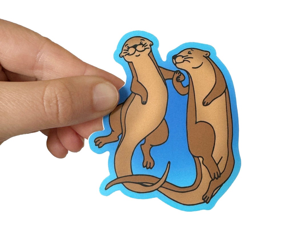 Cute Otter Sticker, Otters in Love Sticker, Otters Holding Hands Vinyl ...