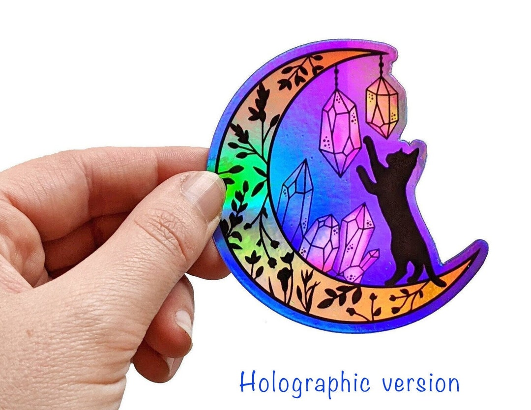 Cat Sticker Celestial Holographic Cat Sticker for Water Bottle Cute ...