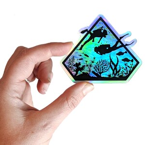 Scuba Diver Sticker Vinyl Holographic Sticker Scuba Diving | Etsy