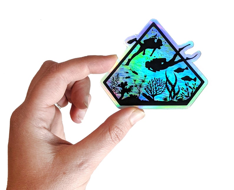 Scuba Diver Sticker Vinyl Holographic Sticker Scuba Diving | Etsy