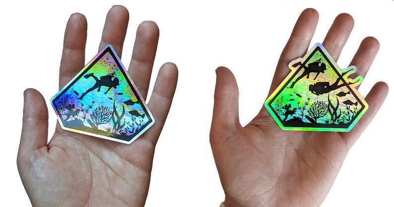 Scuba Diver Sticker Vinyl Holographic Sticker Scuba Diving | Etsy