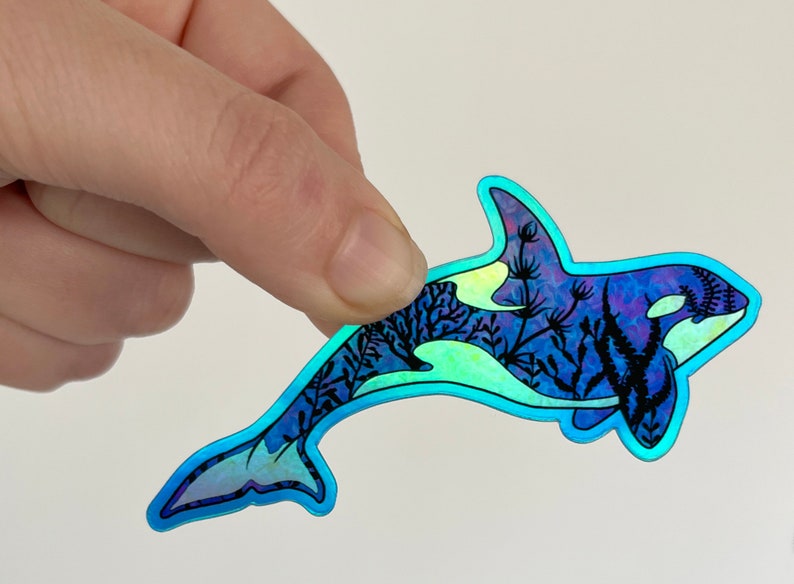 Orca Sticker Killer Whale Sticker Vinyl Animal Holographic | Etsy
