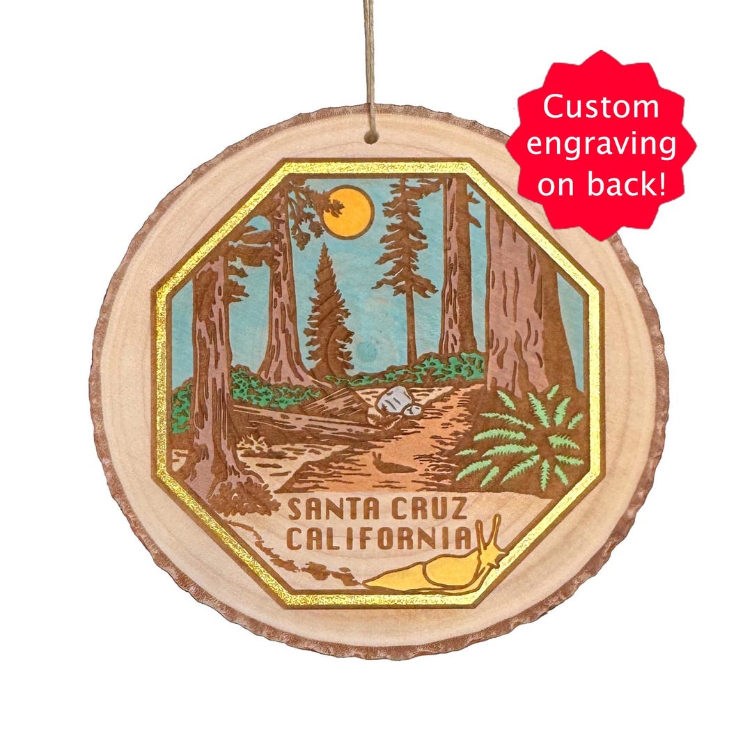 Santa Cruz Ornament, California Redwood Nature Ornament, Santa Cruz ...