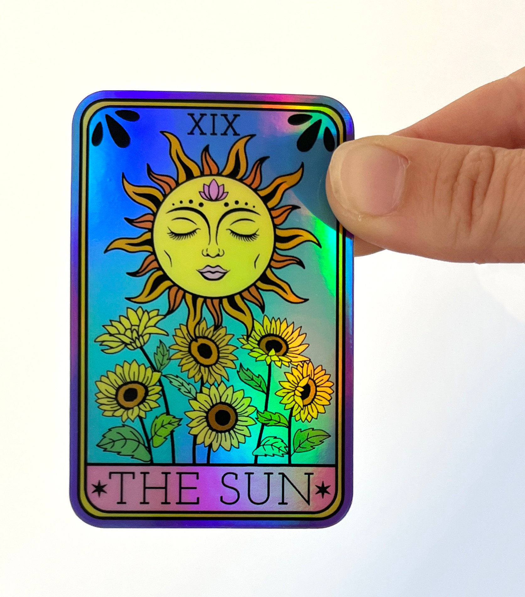 Tarot Card Stickers, Vinyl Holographic Stickers, the Sun and the Moon ...