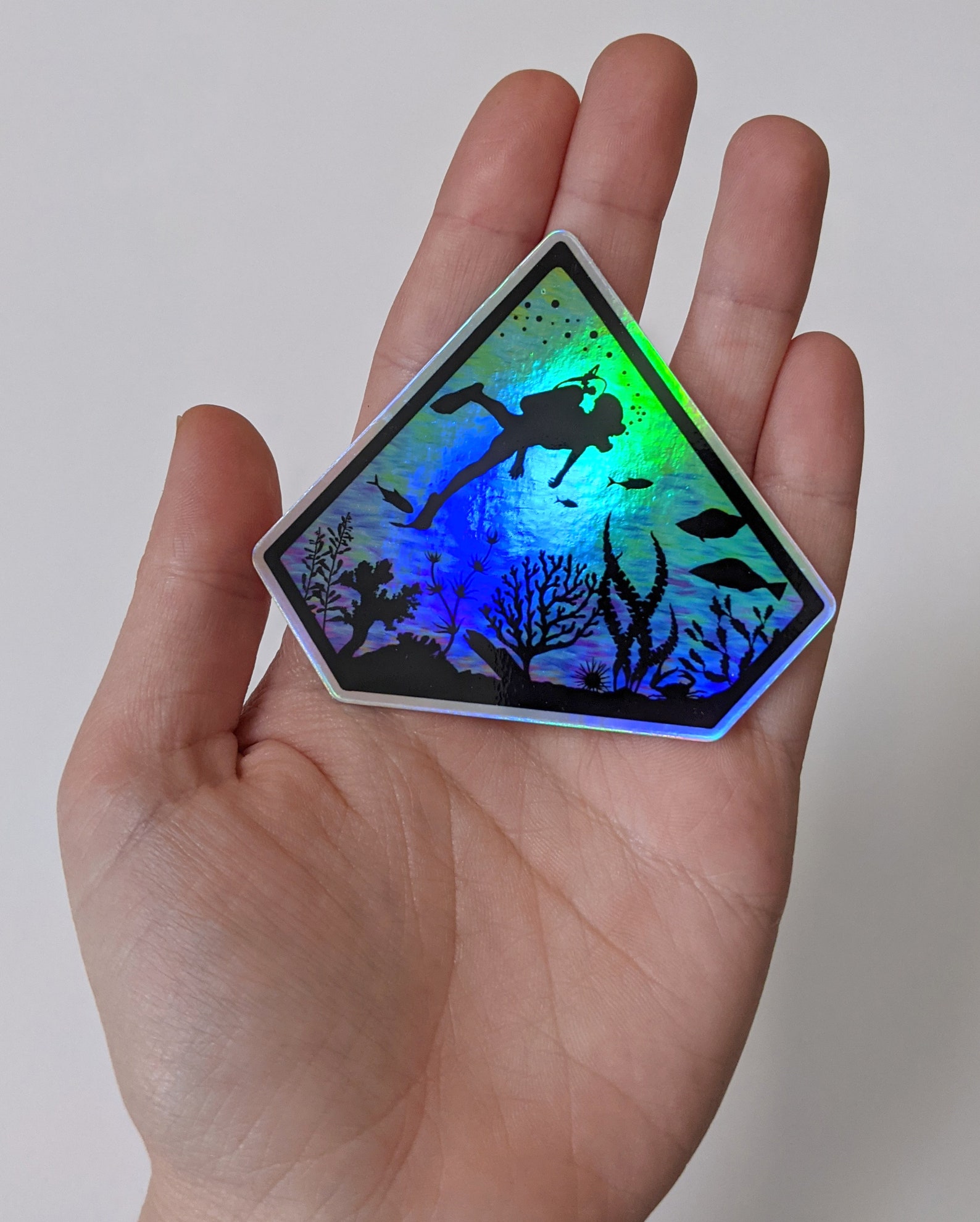 Scuba diver sticker vinyl holographic sticker scuba diving | Etsy