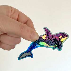Orca Sticker, Killer Whale Sticker, Vinyl Animal Holographic Sticker ...