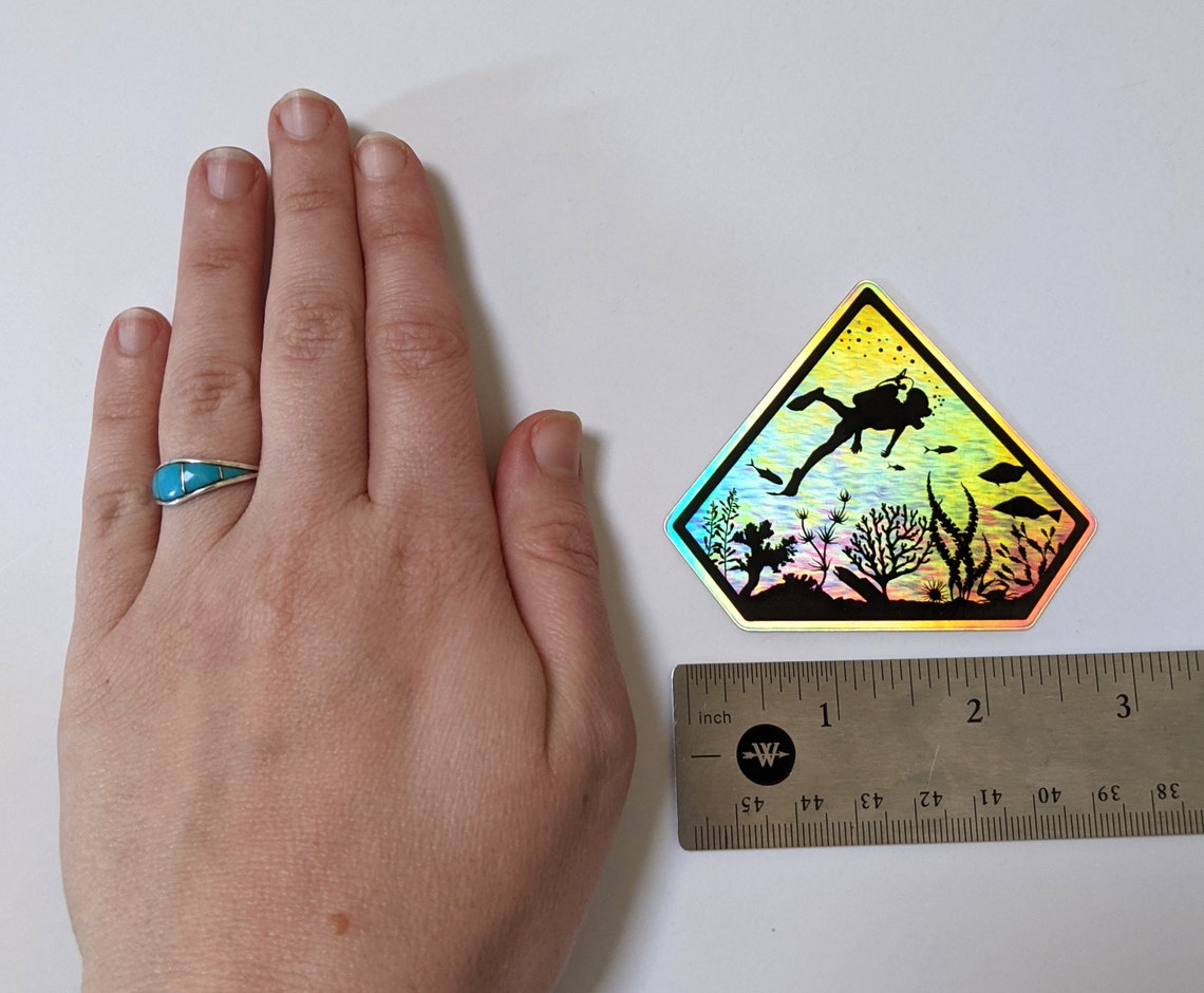 Scuba diver sticker vinyl holographic sticker scuba diving | Etsy