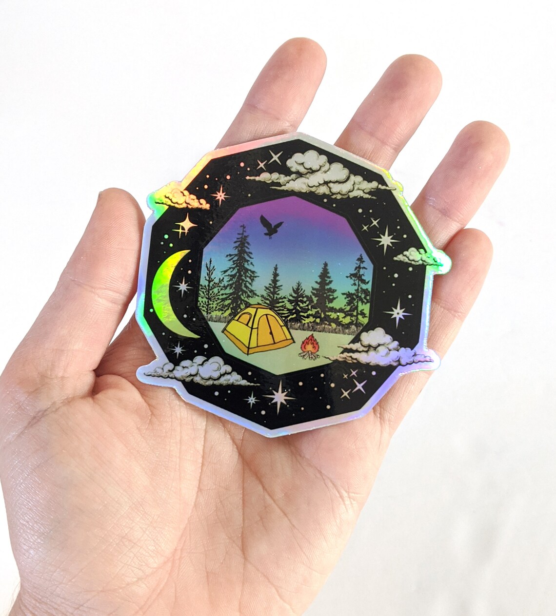 Camping Sticker Holographic Forest Sticker Nature Lover - Etsy