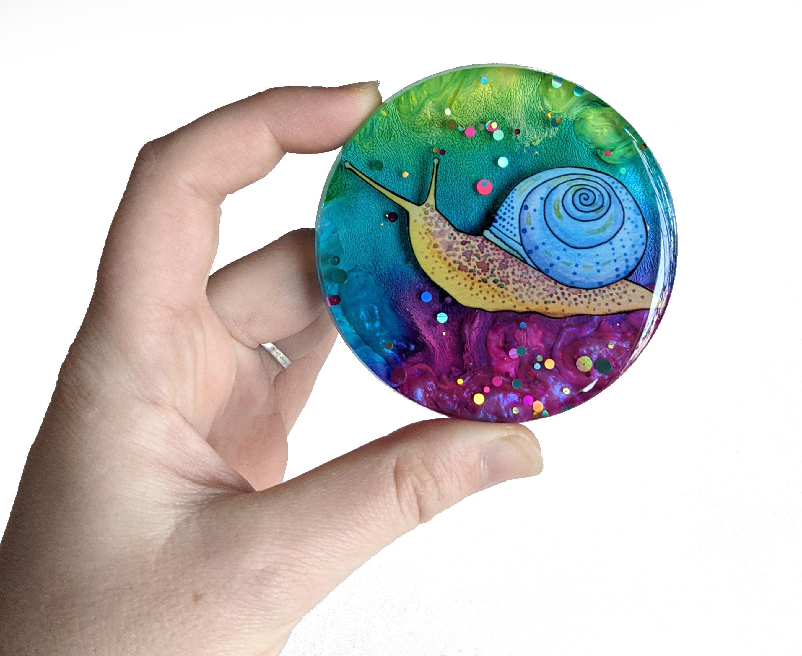 Kitchen & Dining resin magnet colorful alcohol ink school mascot art ...