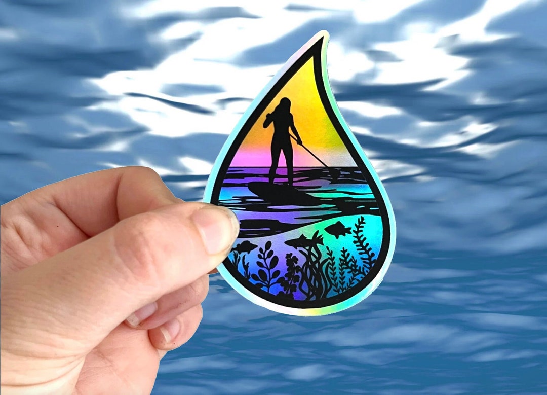Stand up Paddle Board Sticker, SUP Vinyl Holographic Sticker, Ocean ...