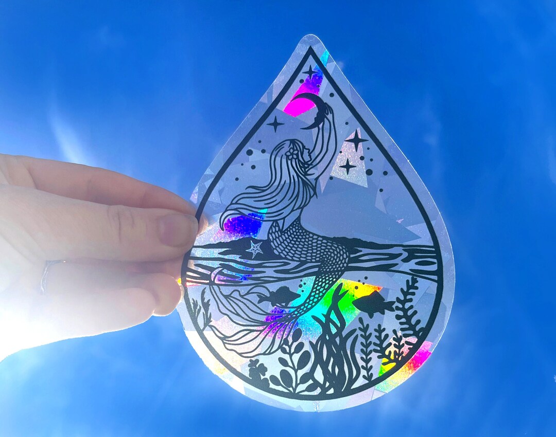 Suncatcher Sticker Mermaid Window Cling for Ocean Lover Room Decor ...
