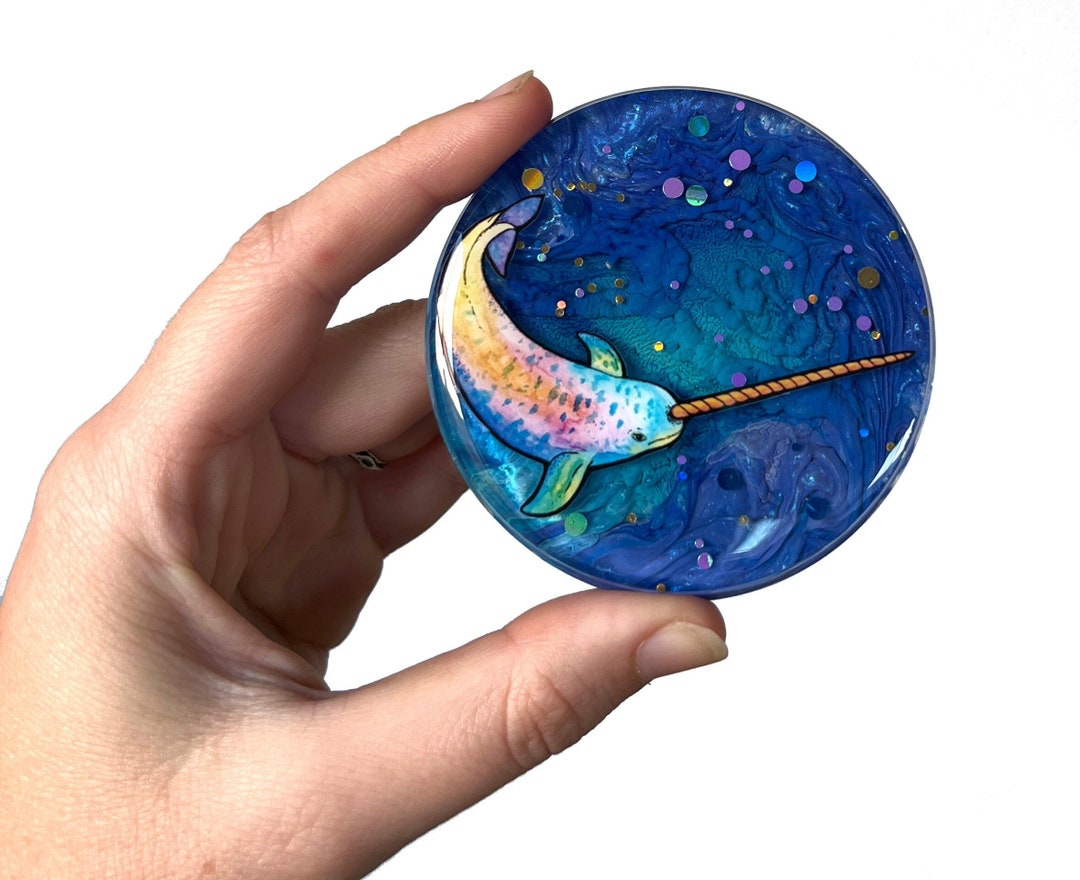 Narwhal Magnet, Unicorn of the Sea Art, Ocean Lover Epoxy Resin Magnet ...