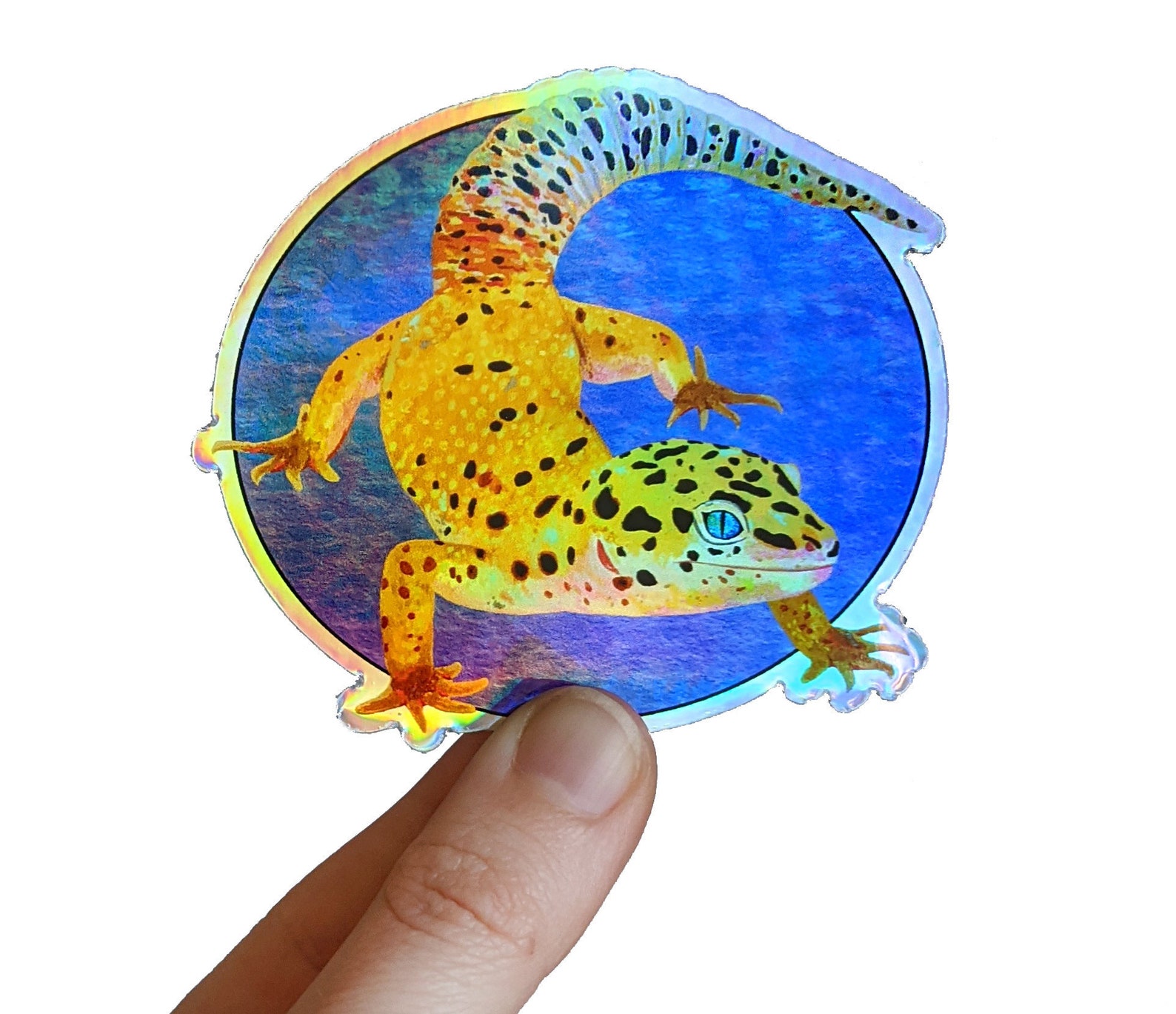 Leopard Gecko Sticker, Lizard Vinyl Sticker, Reptile Holographic ...