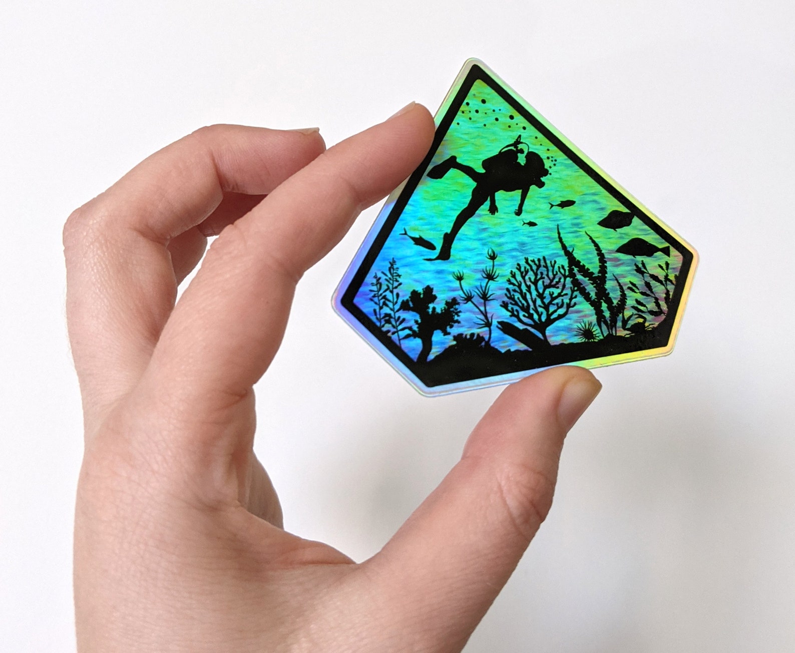 Scuba diver sticker vinyl holographic sticker scuba diving | Etsy
