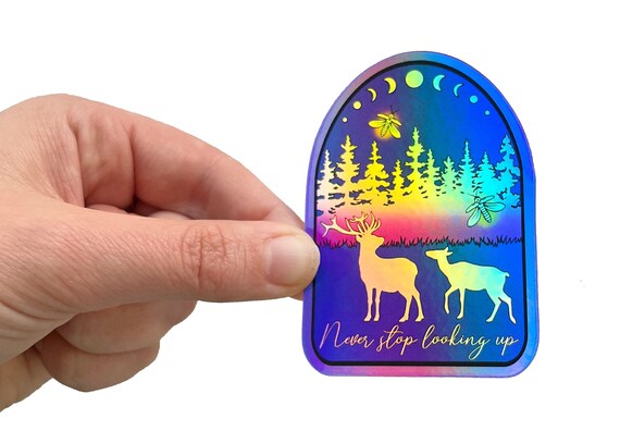 Never Stop Looking up Sticker Holographic Forest Sticker - Etsy