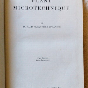 Vintage Plant Microtechnique Book 1940 1st Edition Third Impression - Etsy
