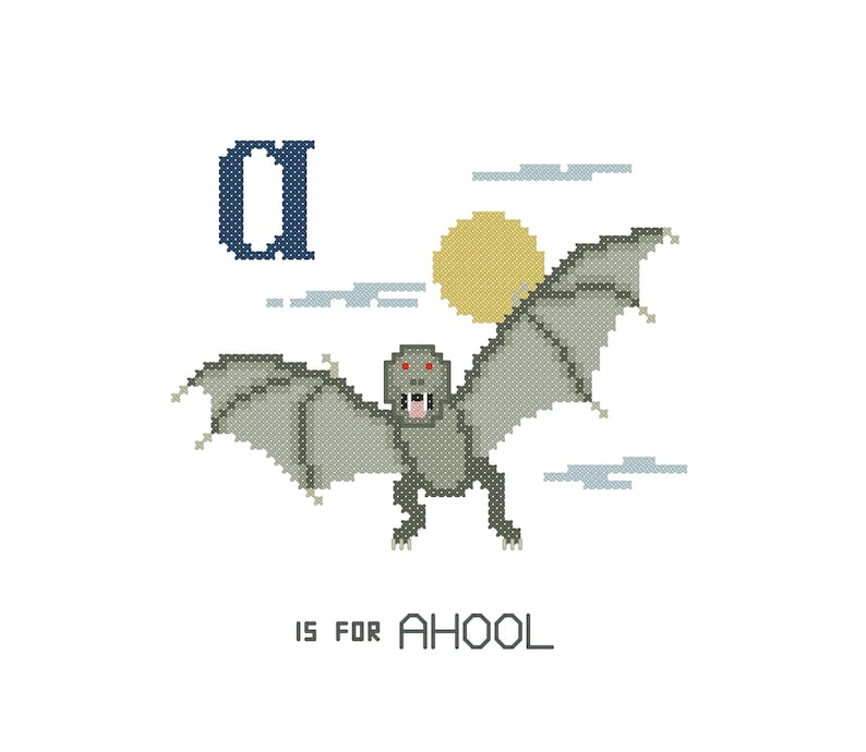 Ahool, Modern Cross Stitch PATTERN, Cryptid Abcs, Cryptozoology - Etsy