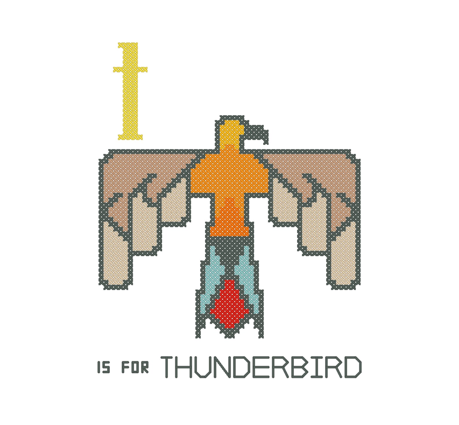 Thunderbird Modern Cross Stitch PATTERN Cryptid Abcs - Etsy