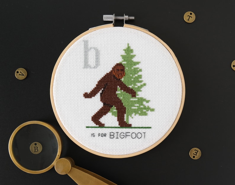 Bigfoot, Modern Cross Stitch PATTERN, Cryptid Abcs, Cryptozoology - Etsy