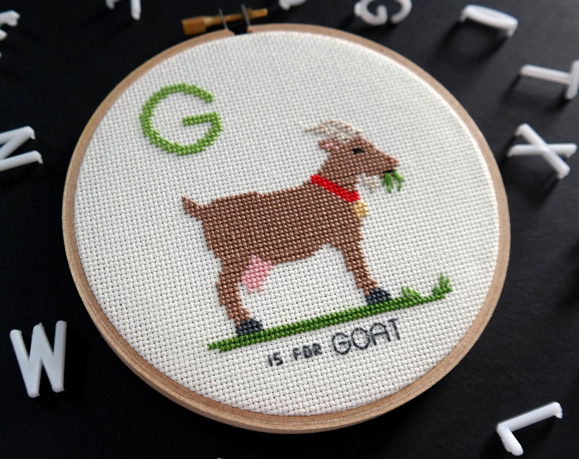 Goat Modern Cross Stitch PATTERN Alphabet Animalia - Etsy