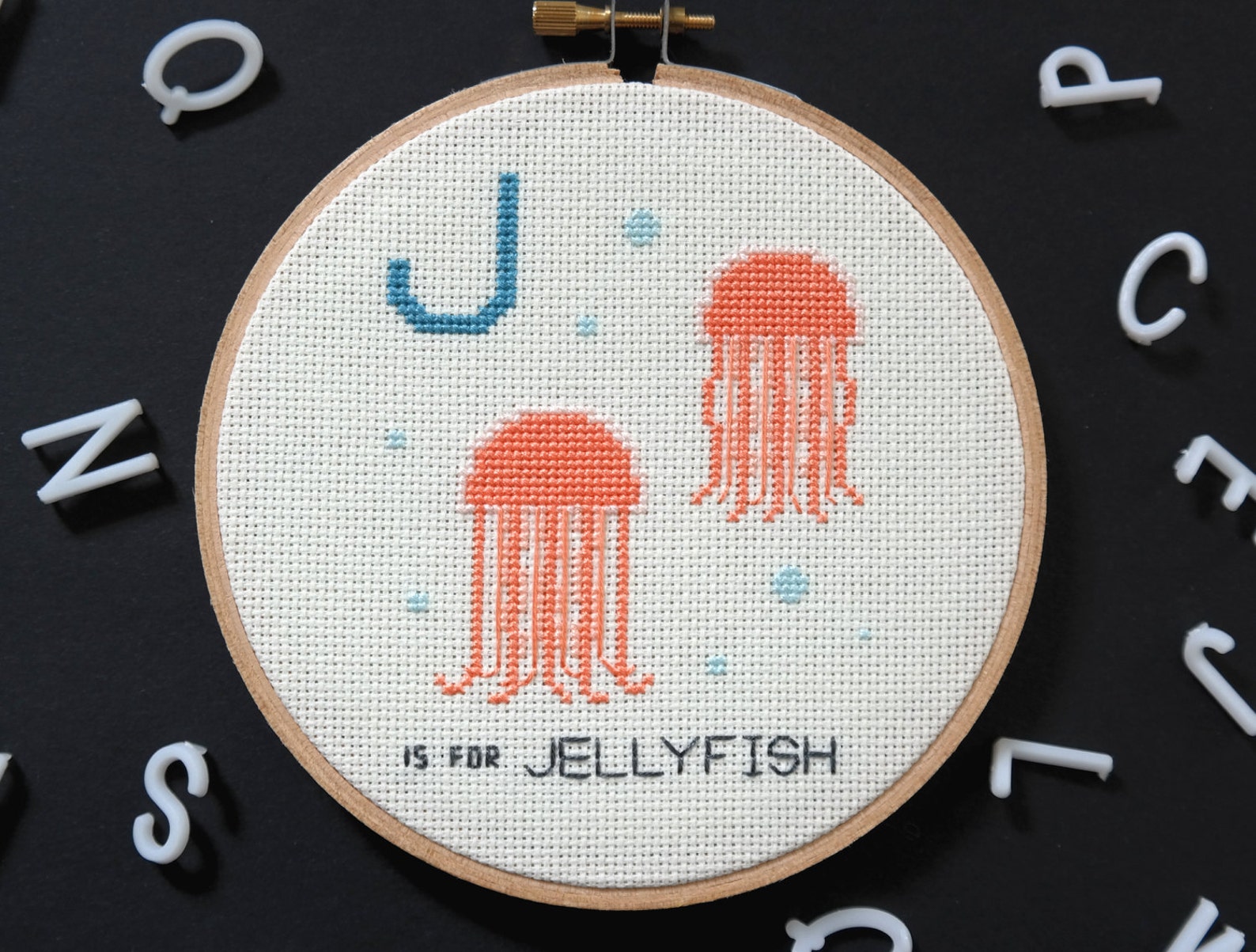 Jellyfish Modern cross stitch PATTERN Alphabet Animalia | Etsy