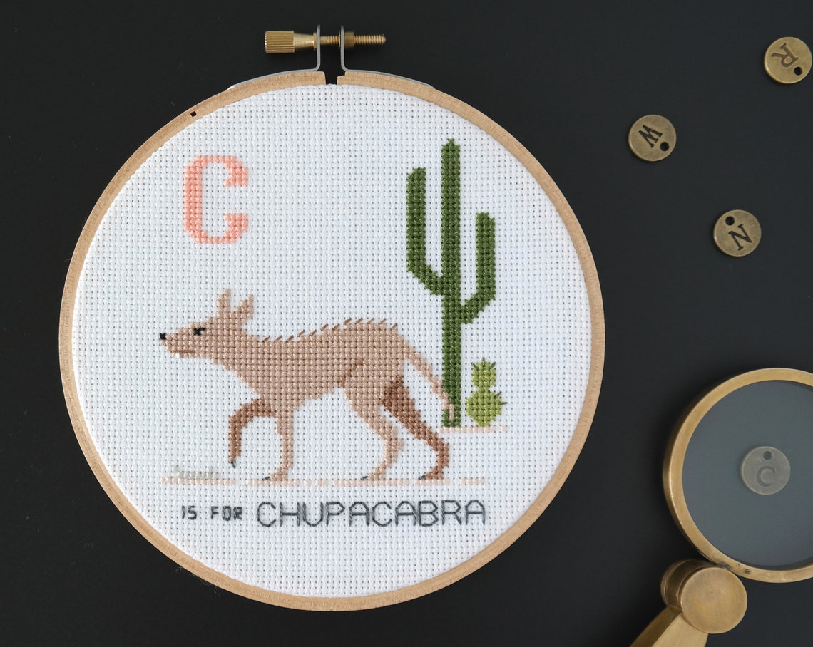 Chupacabra Modern Cross Stitch PATTERN Cryptid Abcs | Etsy