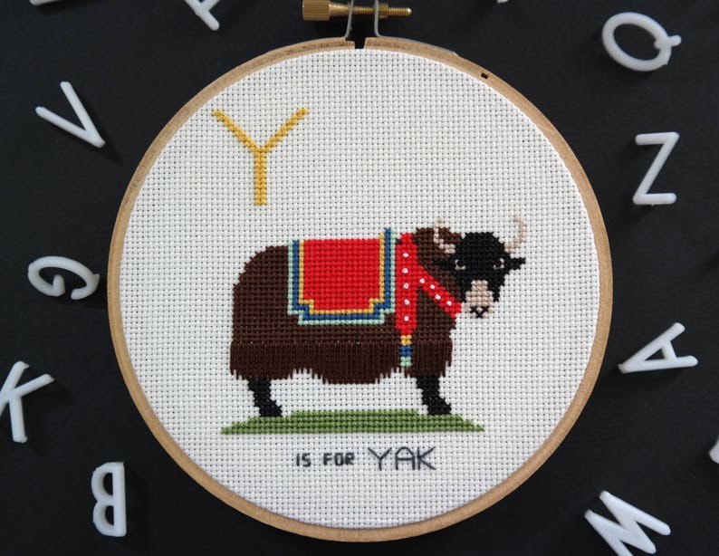 Yak, Modern Cross Stitch PATTERN, Alphabet Animalia - Etsy