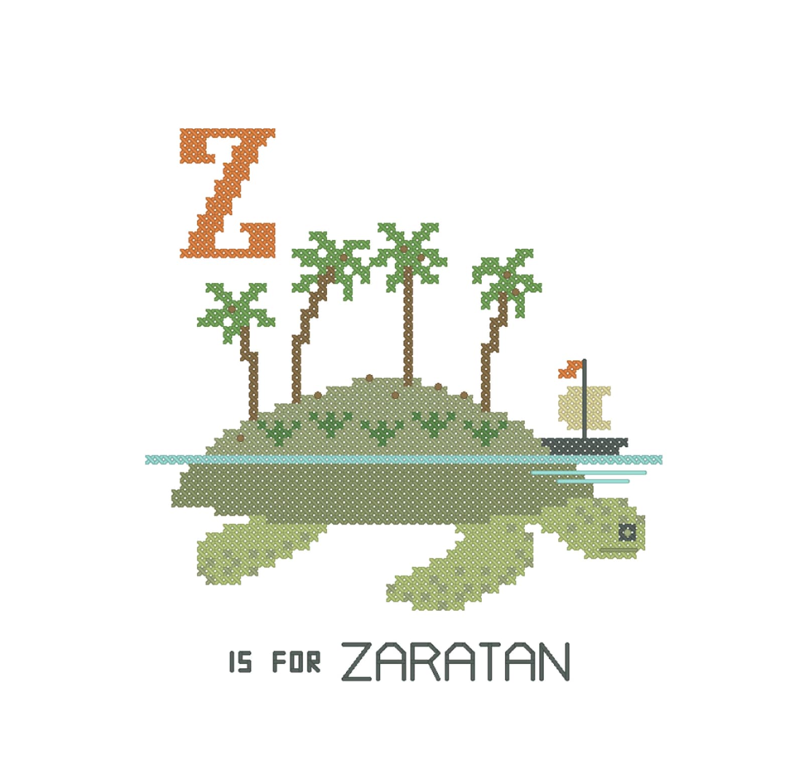 Zaratan, Modern Cross Stitch PATTERN, Cryptid Abcs, Cryptozoology - Etsy