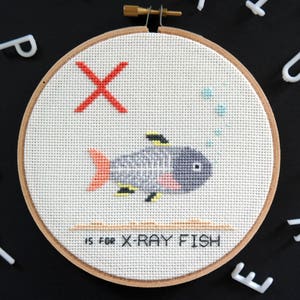 X-ray Fish, Modern Cross Stitch PATTERN, Alphabet Animalia - Etsy