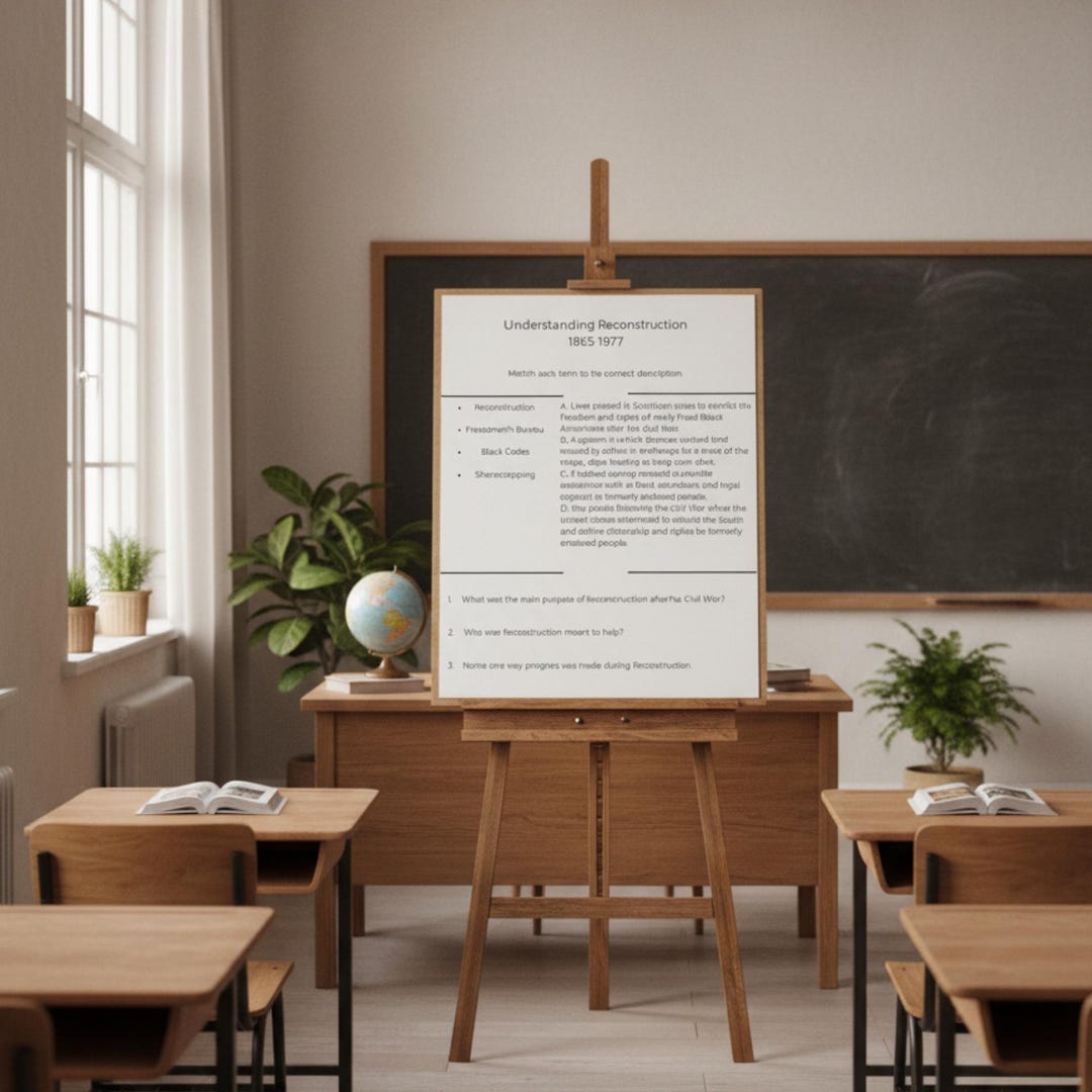 Reconstruction Worksheet | Black History Activity | Reconstruction 1865 ...