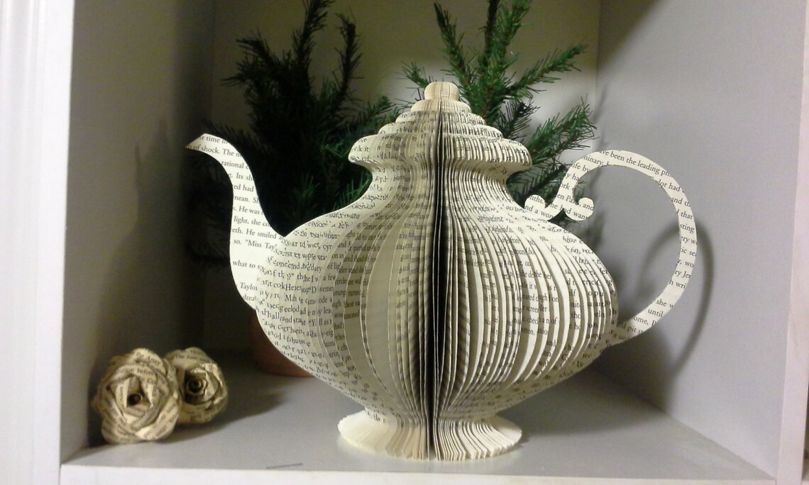 Book Page Teapot & Cup~wedding Centerpiece~book Club~mother's Day~tea ...