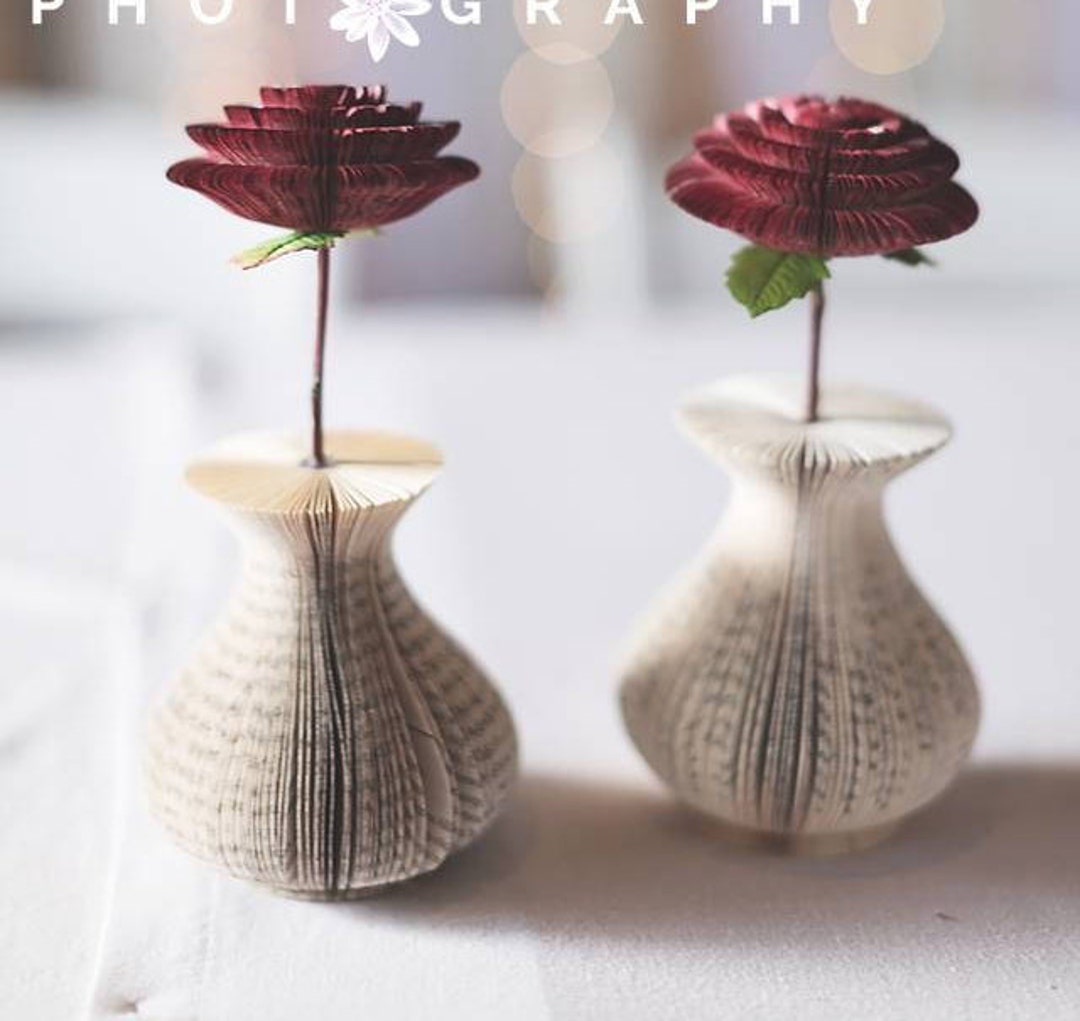 One Mini Book Flower & Vase~teacher's Gift~mother's Day Gift~dorm Decor ...