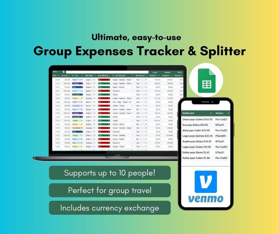 Group Expense Splitter | Travel Payback Calculator | Google Sheets ...