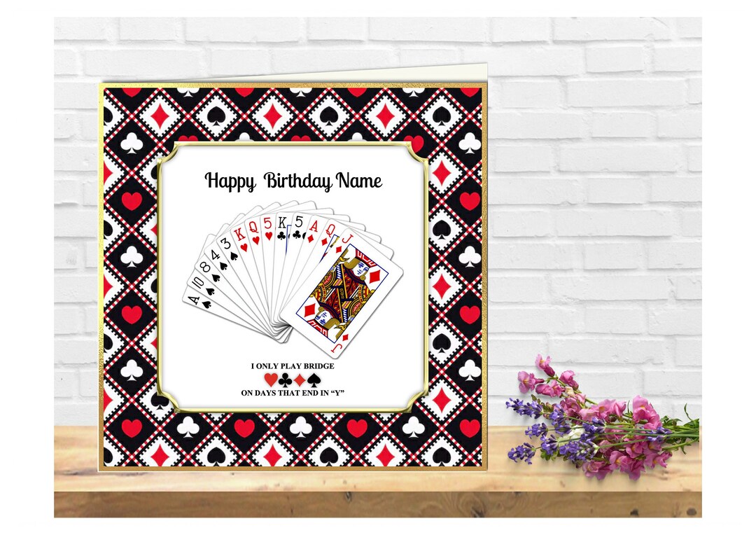 Personalised unisex Poker or Bridge birthday cards, 3d toppers, funny ...