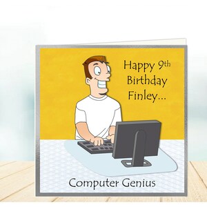 Male Computer Geek Birthday Card, Variety of Colours,personalised Cards ...