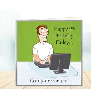Male Computer Geek Birthday Card, Variety of Colours,personalised Cards ...