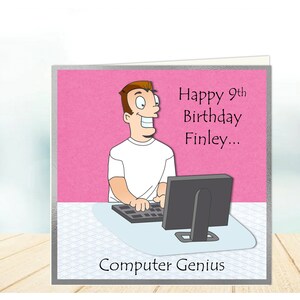 Male Computer Geek Birthday Card, Variety of Colours,personalised Cards ...