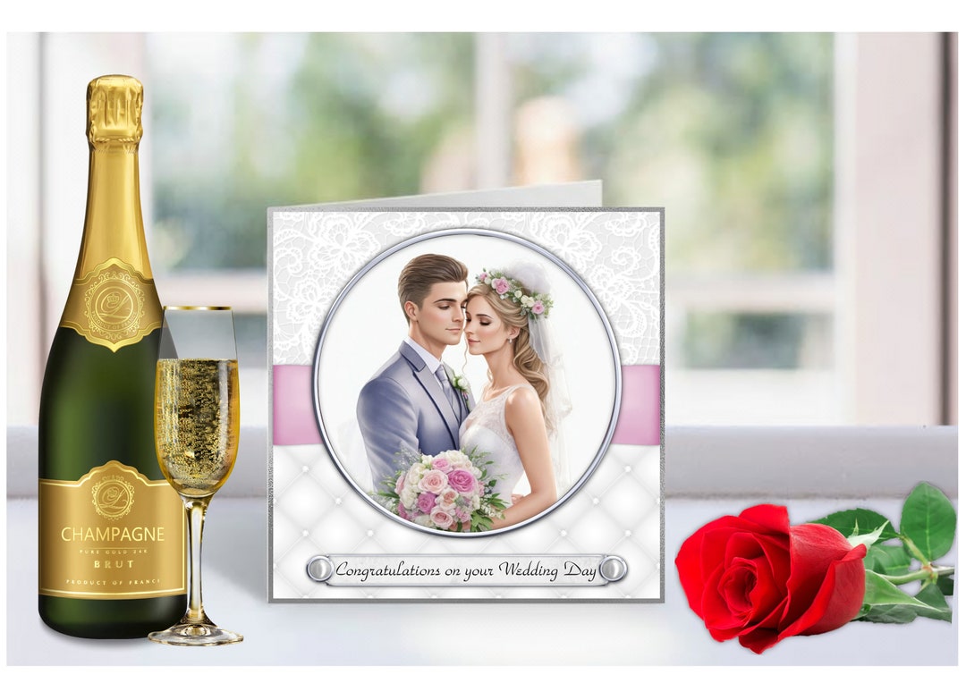 Water Colour Wedding Card With Bride and Groom, Personalised Wedding ...