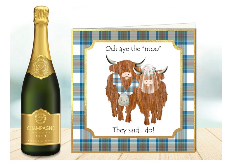 Funny Highland Cow Wedding Card With Various Tartans Highland - Etsy