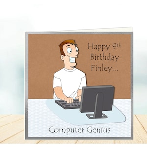 Male Computer Geek Birthday Card, Variety of Colours,personalised Cards ...