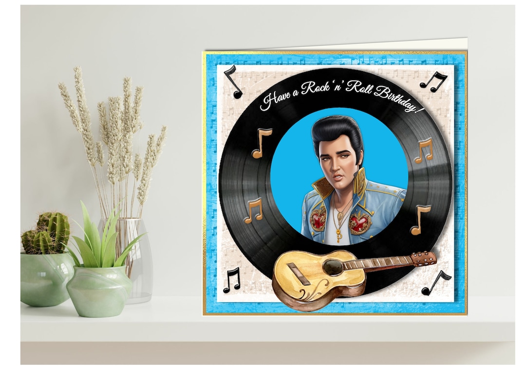 Cartoon Elvis Themed Birthday Card Happy Birthday Card - Etsy