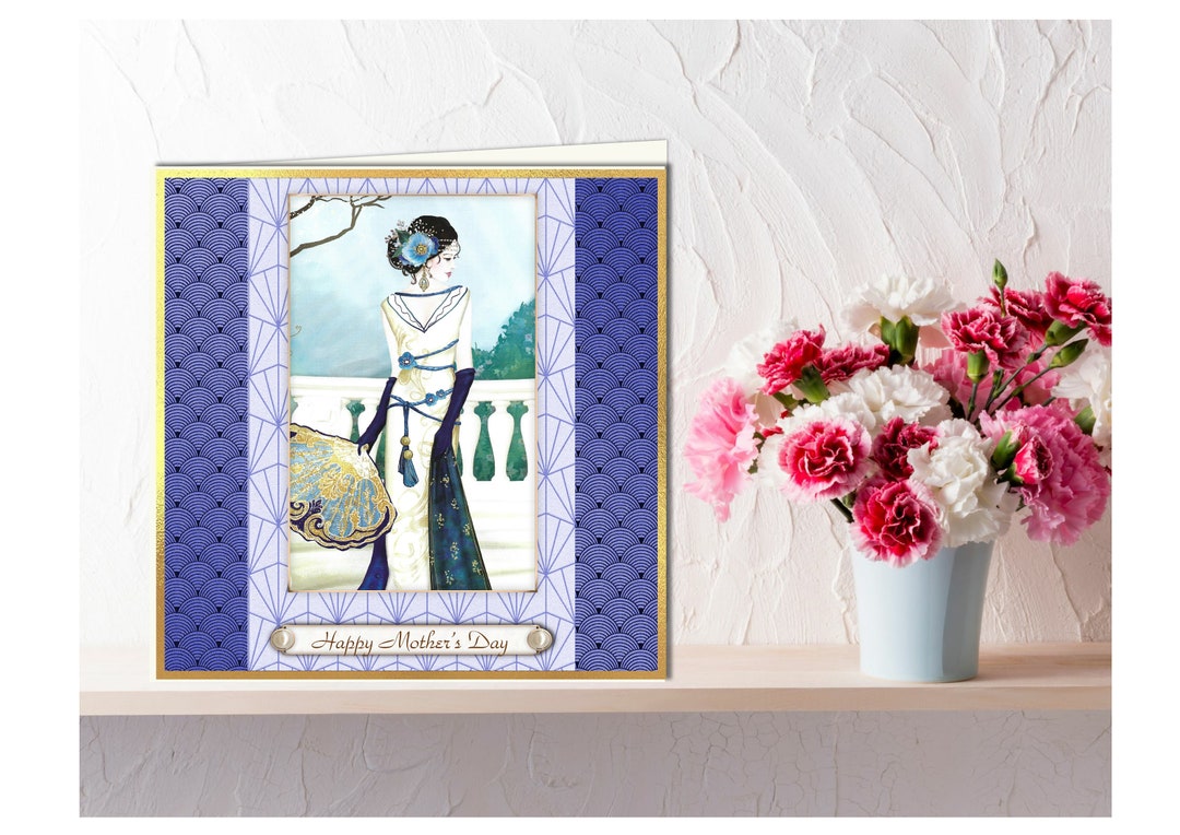 Art Deco Elegant Lady Card for Mother's Day - Etsy