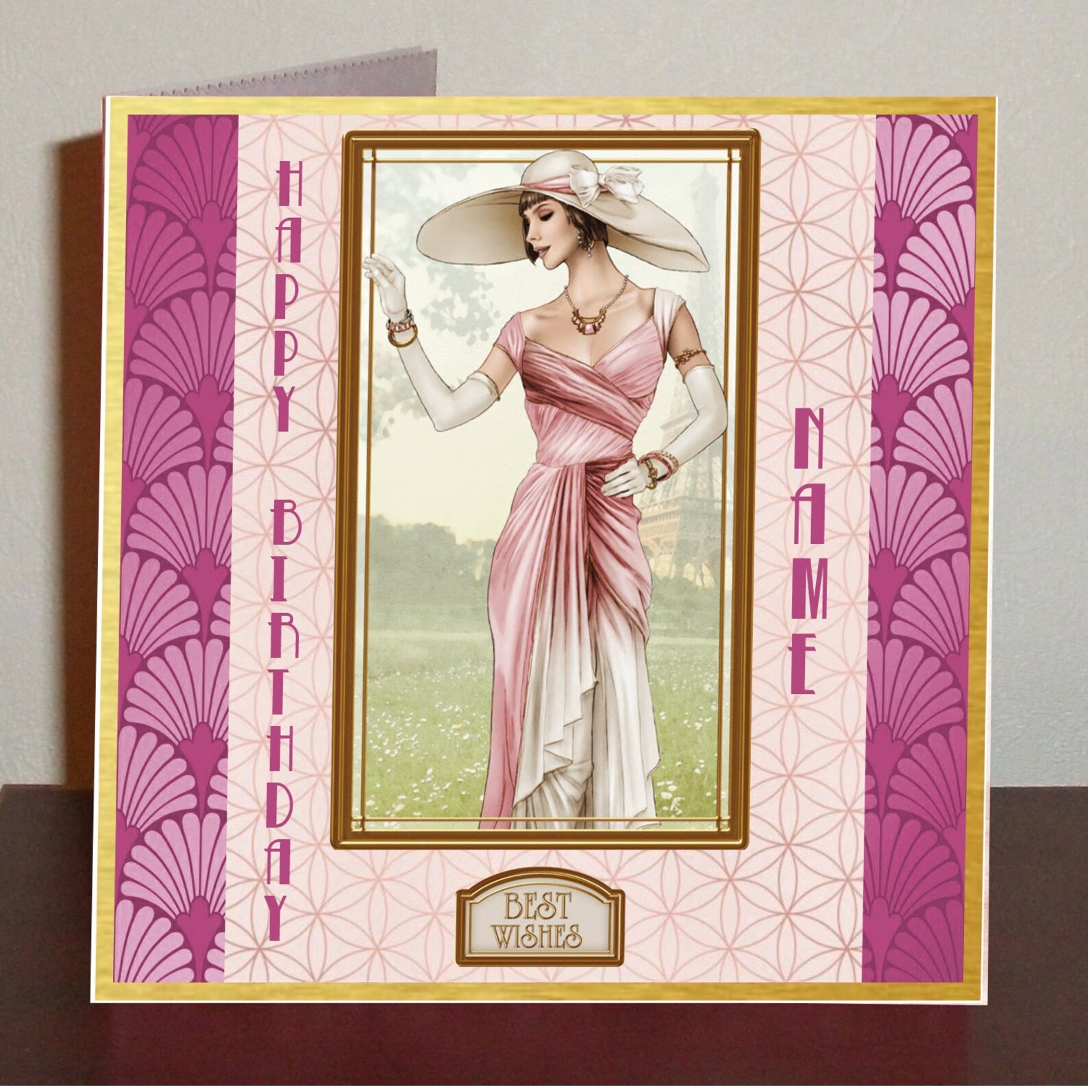 Art Deco Glamourous Lady Birthday Cards Etsy