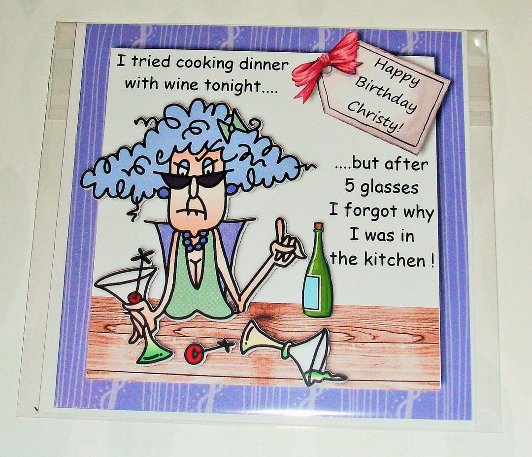 Funny Stella Birthday Card , Cooking With Wine - Etsy